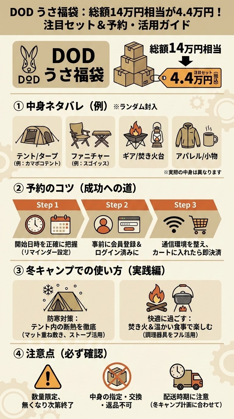 DOD うさ福袋 中身 ネタバレ 2026予約